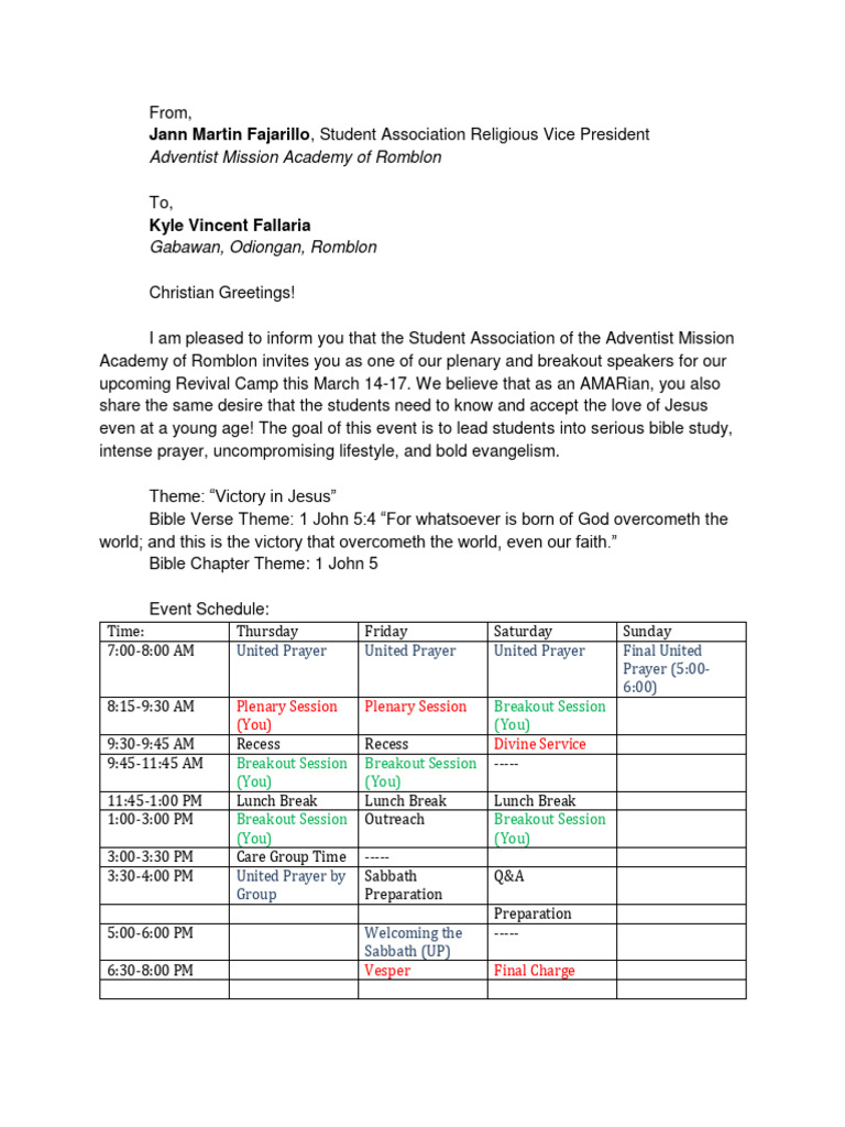 For Kyle Vincent Fallaria | PDF | Prayer | Christian Movements