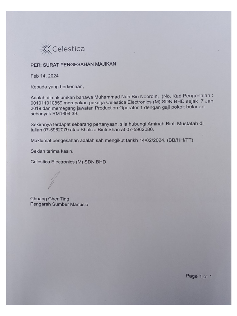 Confirmation Letter 2024 | PDF