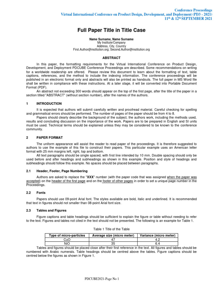 Conf Paper Sample | PDF | Abstract (Summary) | Citation