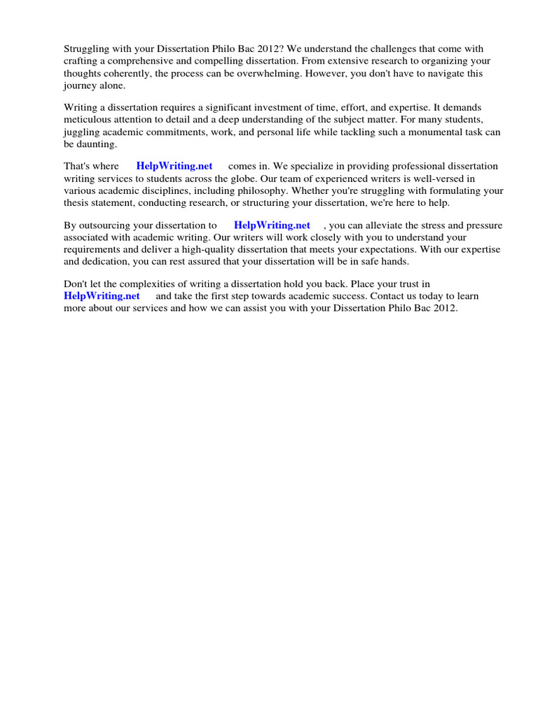 Dissertation Philo Bac 2012 | PDF | Thesis | Scribd