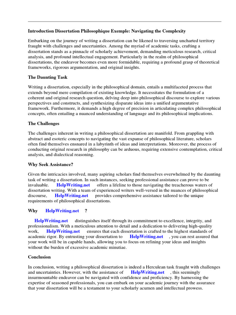 Introduction Dissertation Philosophique Exemple | PDF | Thesis | Essays