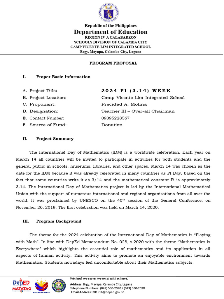 Proposal Math Week 2024 | Download Free PDF | Equations | Algebra