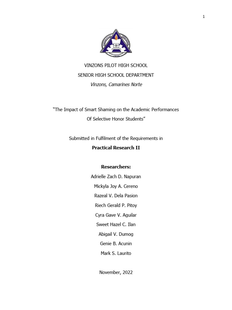 Research Pr2 Compress | PDF | Cognition | Shame