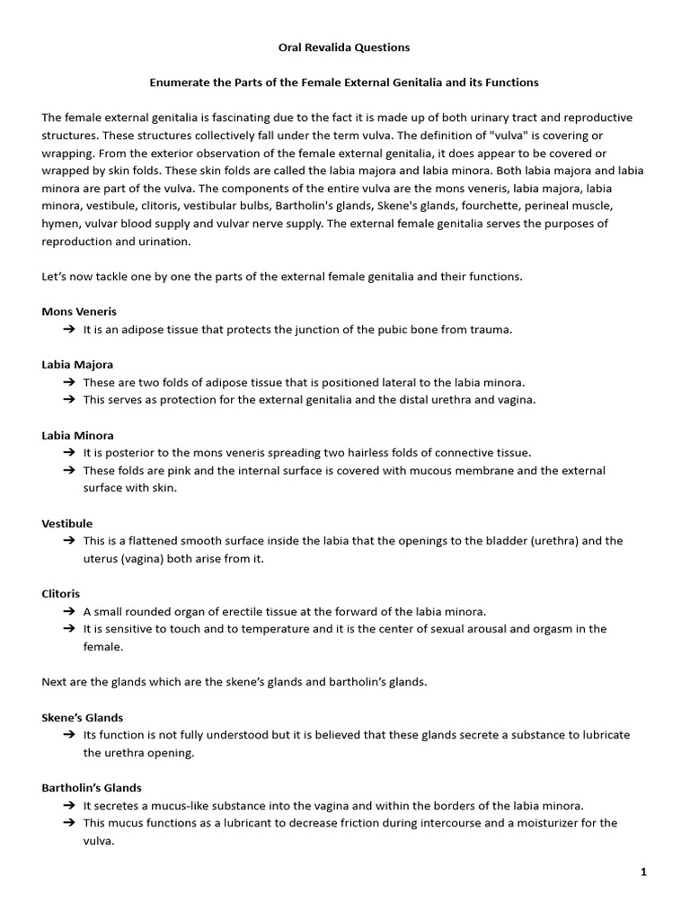 Oral Revalida Questions | PDF | Menstrual Cycle | Labia