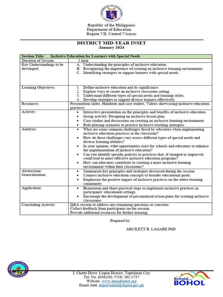 Session Guide sample | PDF | Inclusion (Education) | Learning