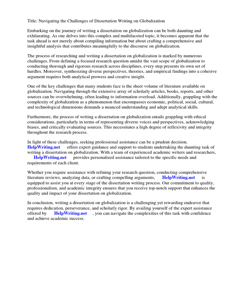 Dissertation Globalization | PDF | Globalization | Thesis