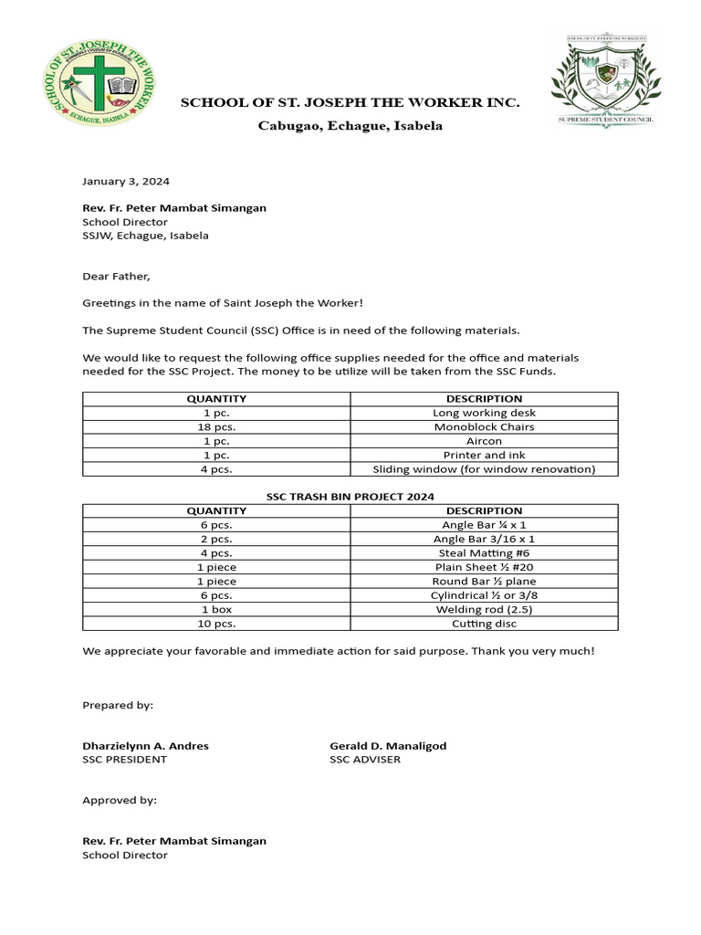 REQUEST LETTER 1 Revised | PDF