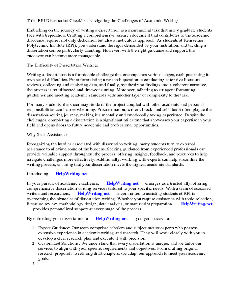 Rpi Dissertation Checklist | PDF | Thesis | Capacitor