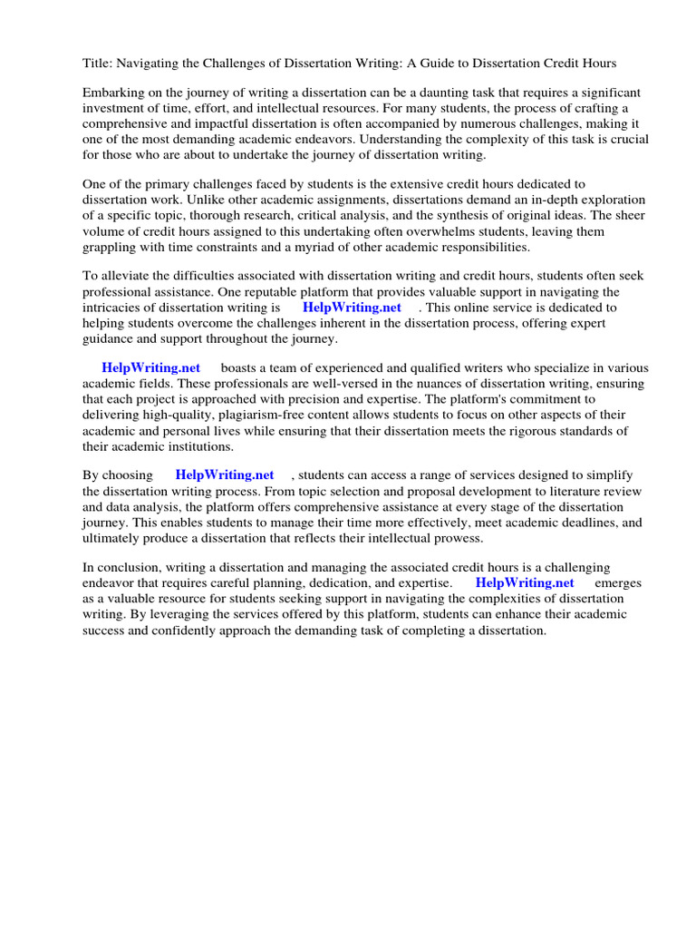 Dissertation Credit Hours | PDF | Thesis | Course Credit