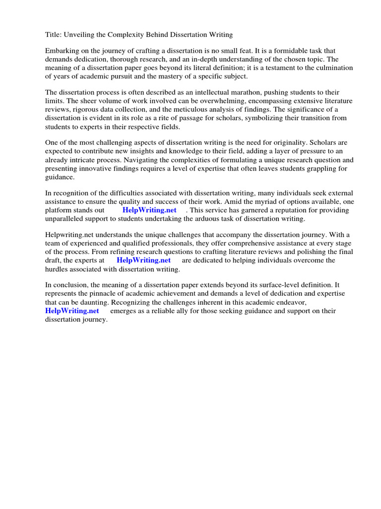 Meaning of Dissertation Paper | PDF | Thesis | Expert