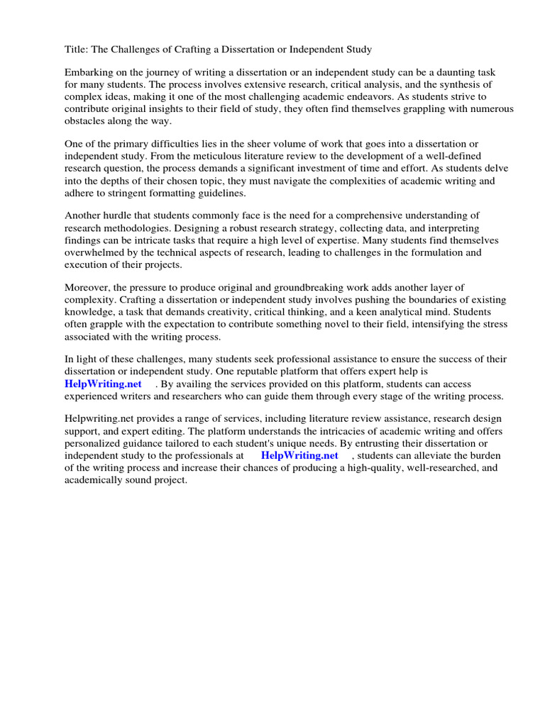 Dissertation or Independent Study | PDF | Thesis | Methodology