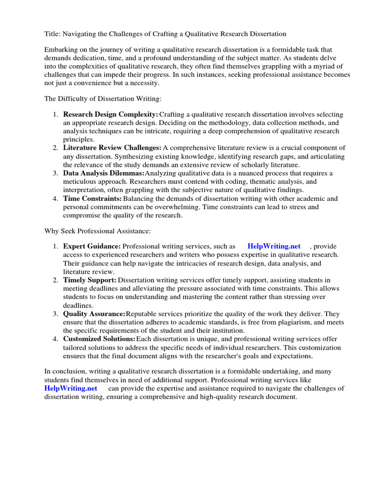 How To Write A Qualitative Research Dissertation | PDF | Methodology ...