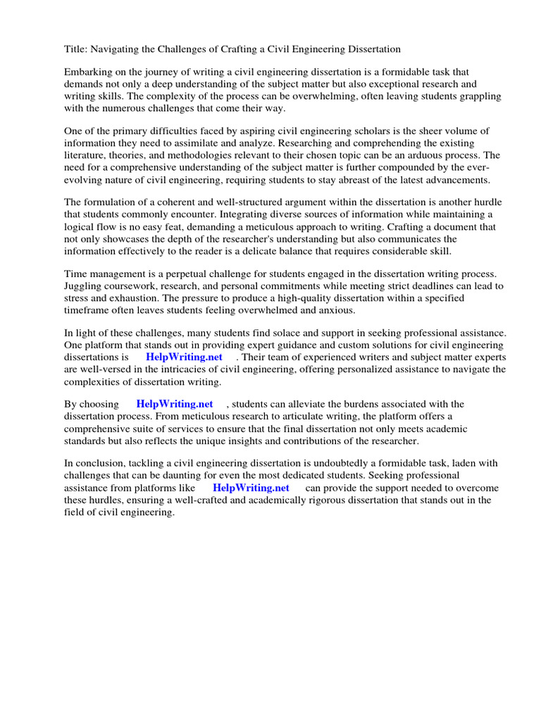 Civil Engineering Dissertation Sample | PDF | Thesis | Engineering