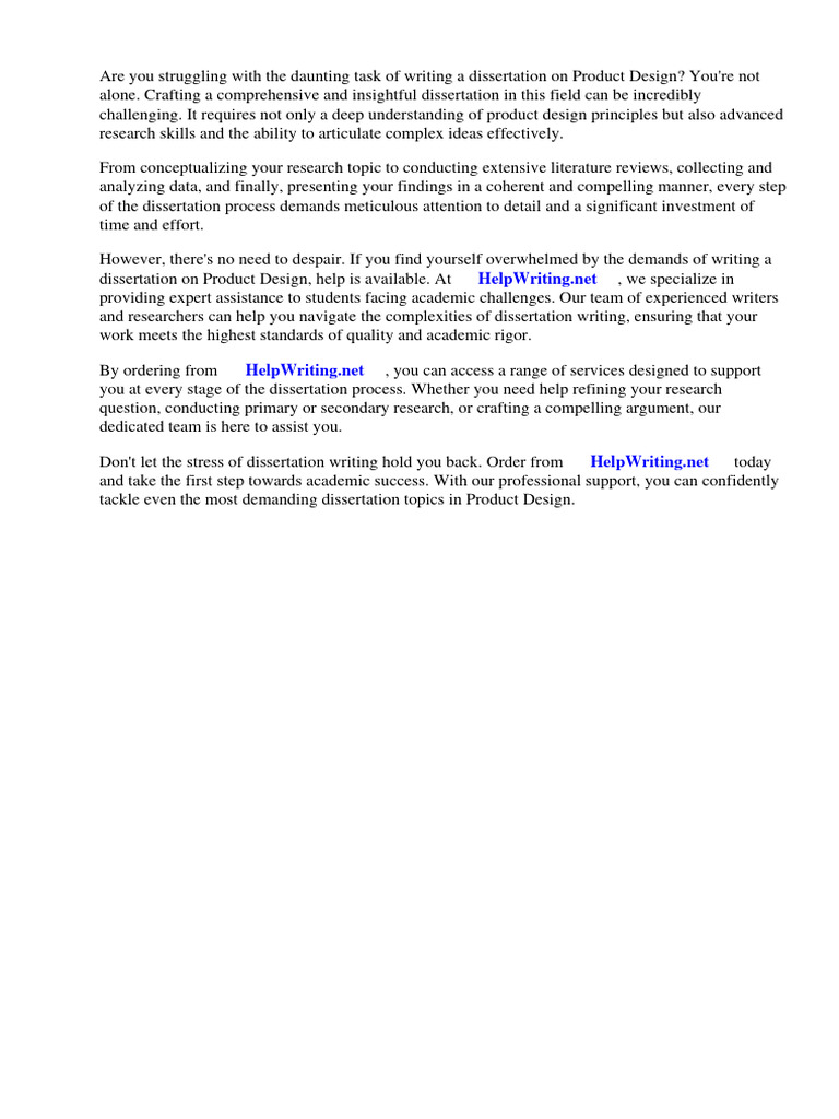 Dissertation Topics Product Design | PDF