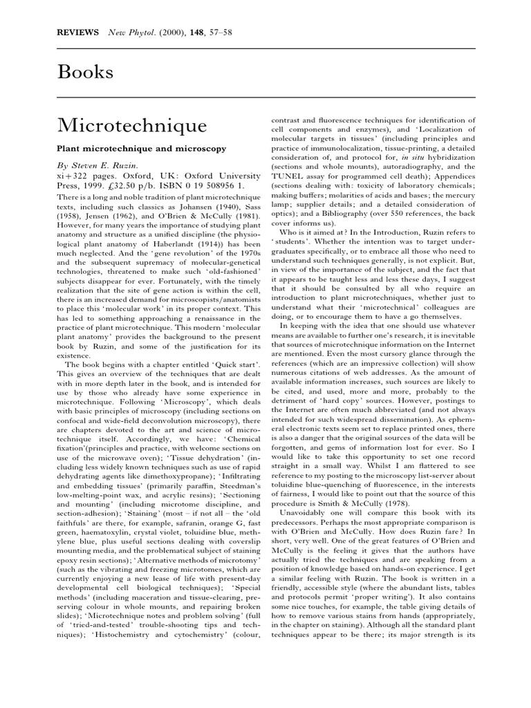 Plant Microtechnique and Microscopyby ST | PDF | Scientific Techniques ...