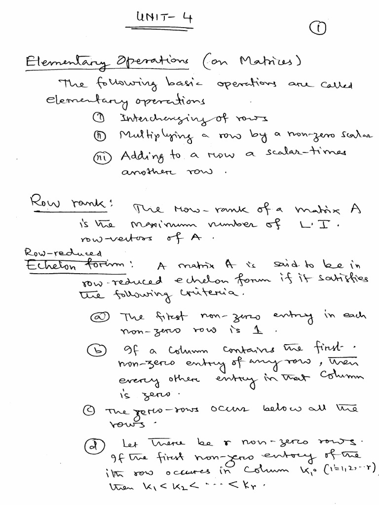 Unit-4 Linear Algebra | PDF