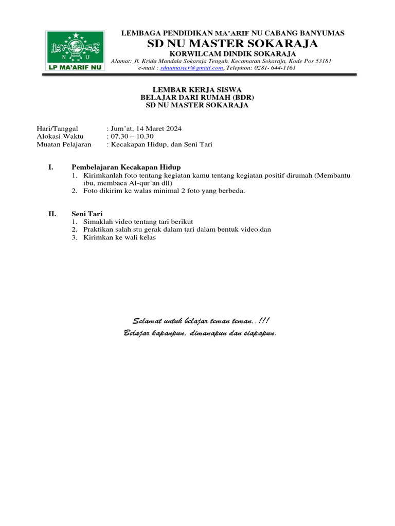 Lembar Kerja Siswa Kelas 2C - 2 | PDF