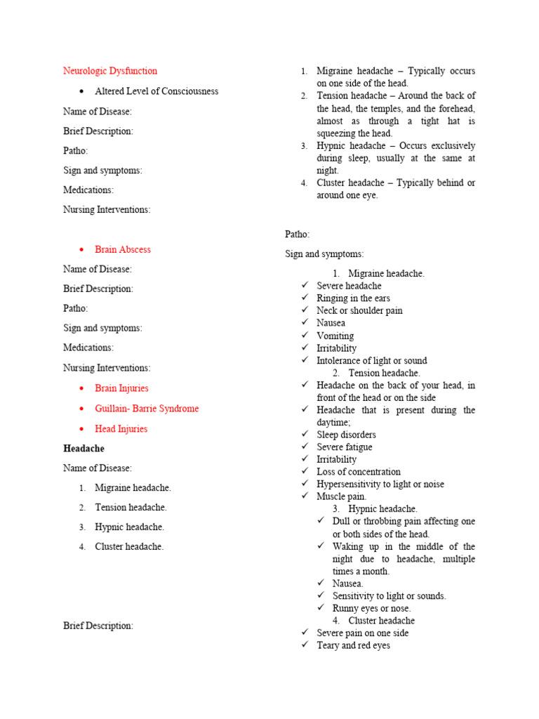 Neurologic Dysfunction | PDF | Meningitis | Headache