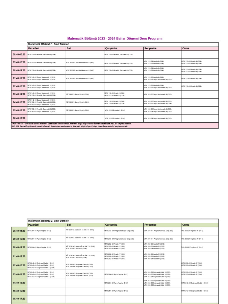 2023 2024 B.D. Ders Programi | PDF