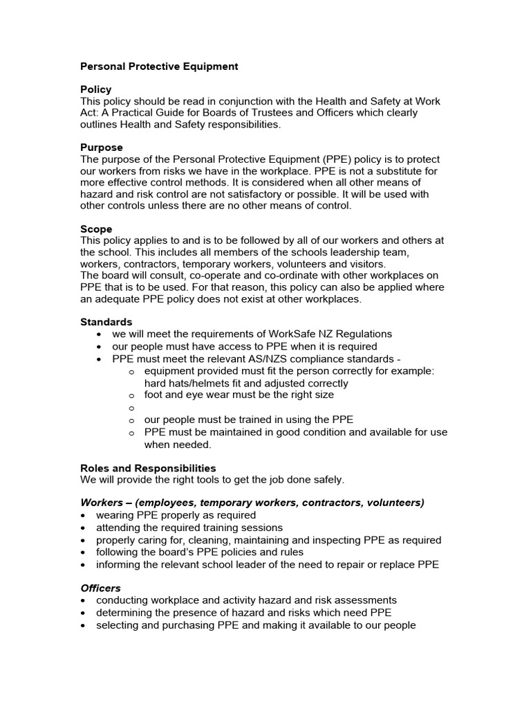Example-HaS-Policy-Personal-Protective-Equipment | PDF | Personal ...