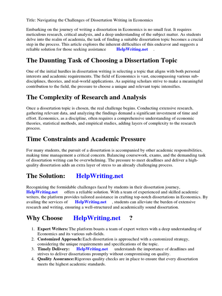 How To Find A Dissertation Topic in Economics | PDF | Economics | Thesis