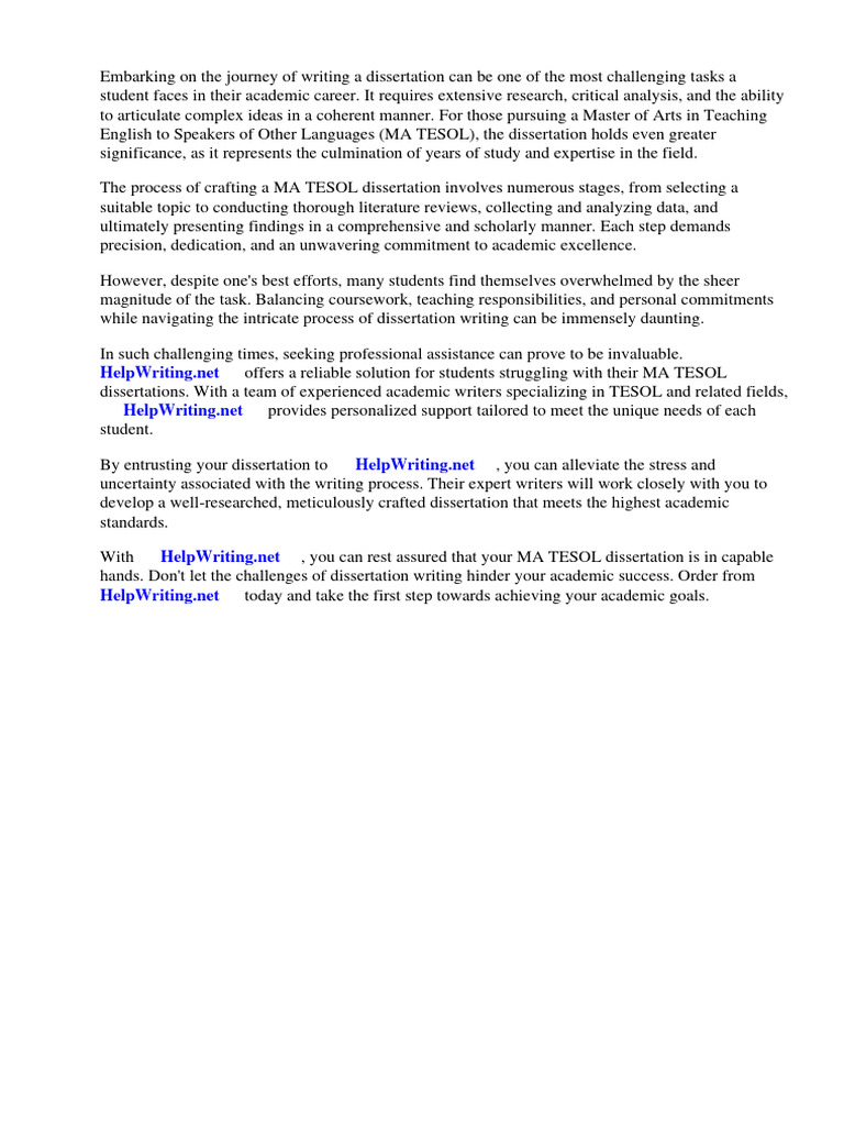Ma Tesol Dissertation Examples | PDF | English As A Second Or Foreign ...