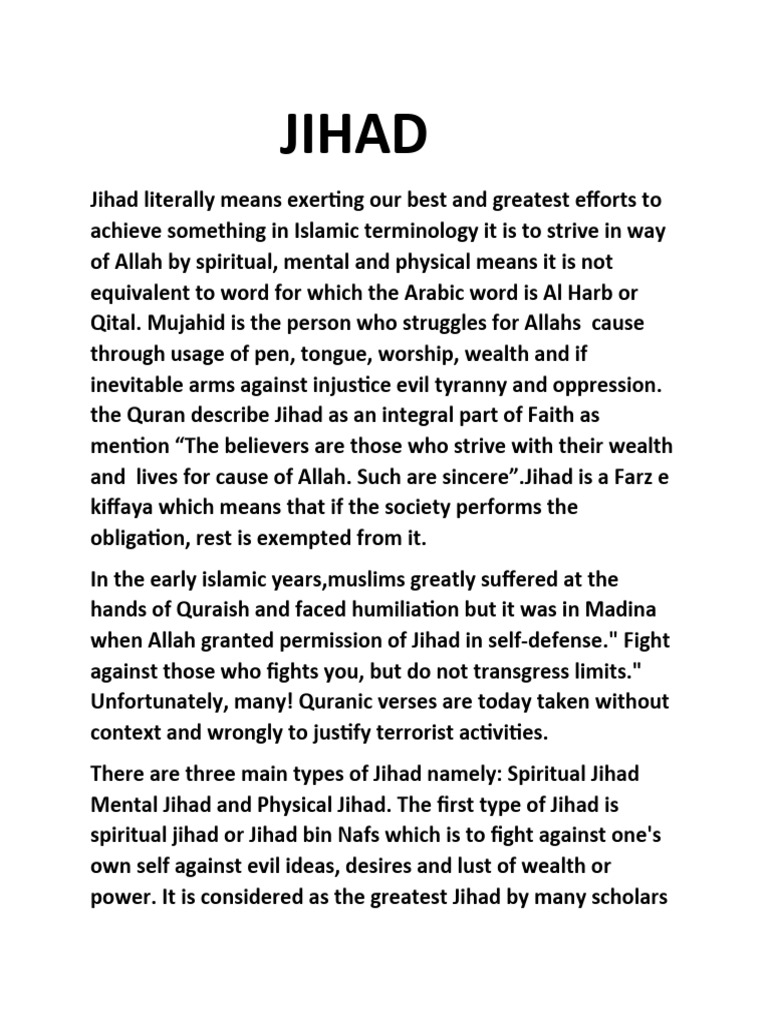 Understanding Jihad: Types and Context | PDF | Religion & Spirituality