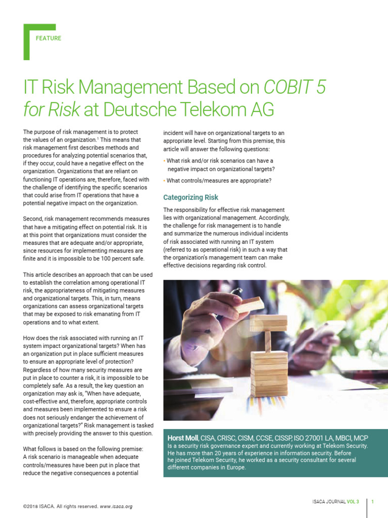 IT Risk Management Based On COBIT 5 For Risk at Deutsche Telekom AG Joa ...