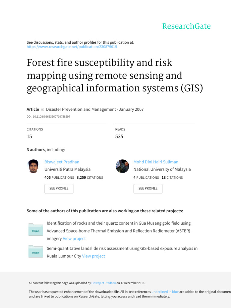 Forest Fire Susceptibility And Risk Mapp Download Free Pdf Geographic Information System