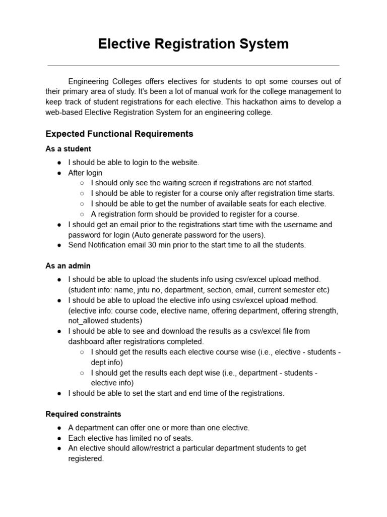 Elective Registration System SR | PDF | Computer Engineering | Software ...