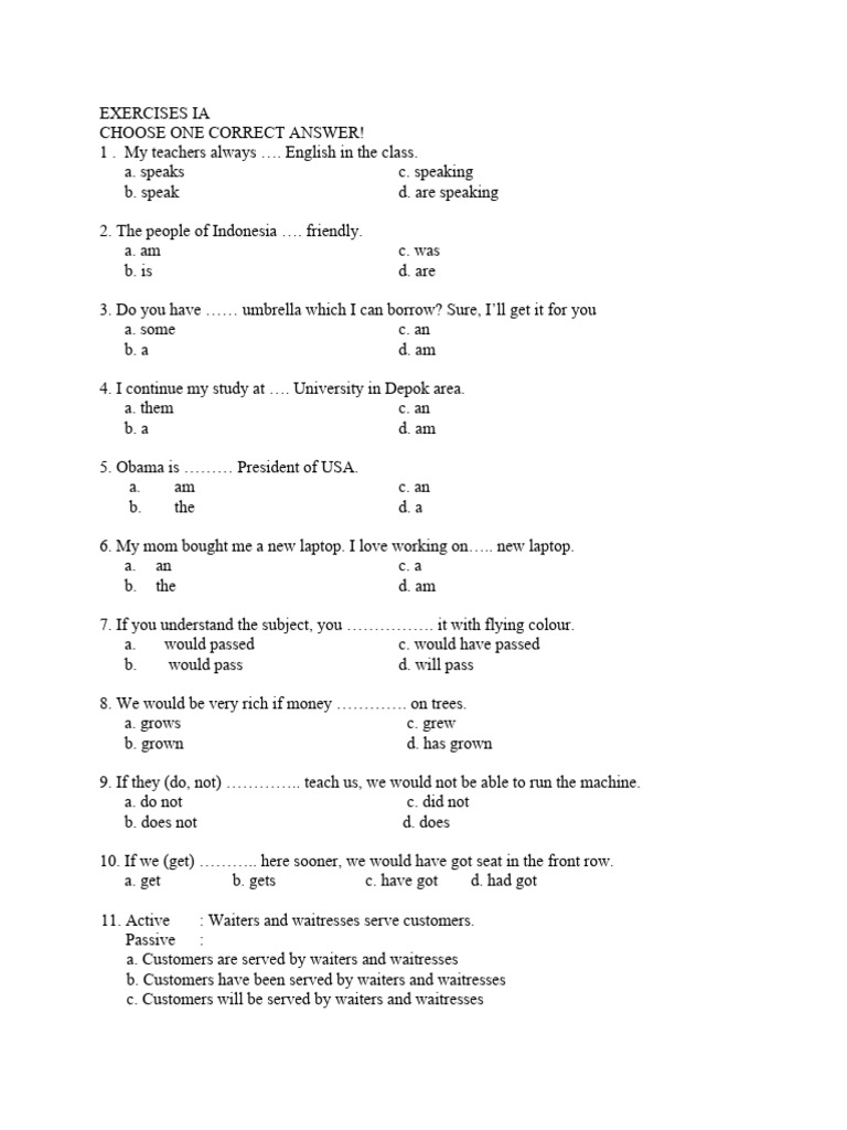Exercises Ia | PDF