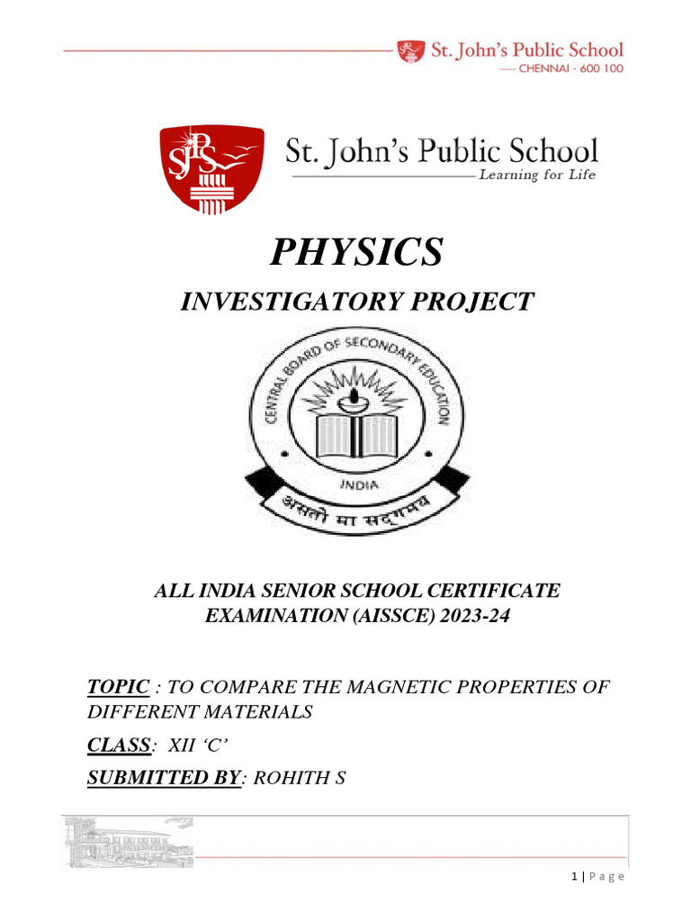 Physics Project-1 | PDF | Magnetism | Ferromagnetism
