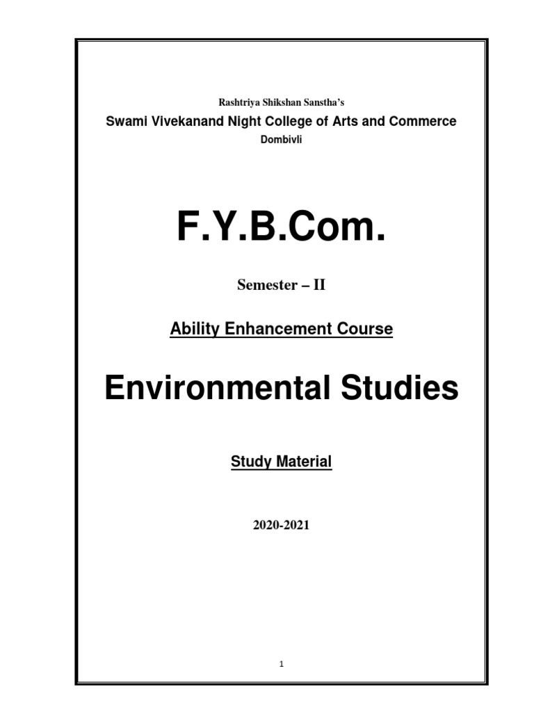 EVS Sem 2 STUDY MATERIAL-1 | PDF | Agriculture | Waste
