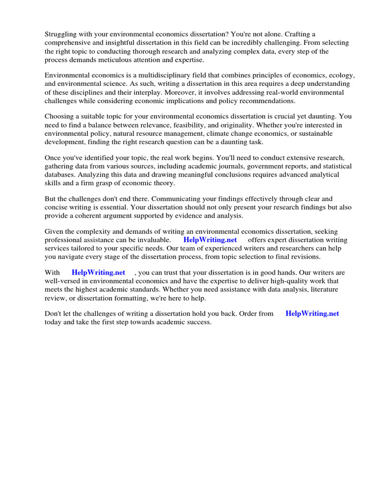Environmental Economics Dissertation Topics | PDF | Cost–Benefit ...