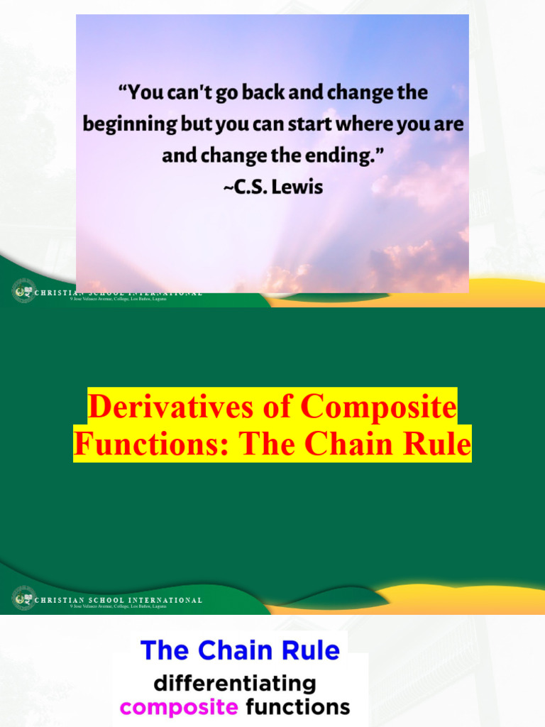 Derivatives of Composite Functions Using Chain Rule | PDF ...