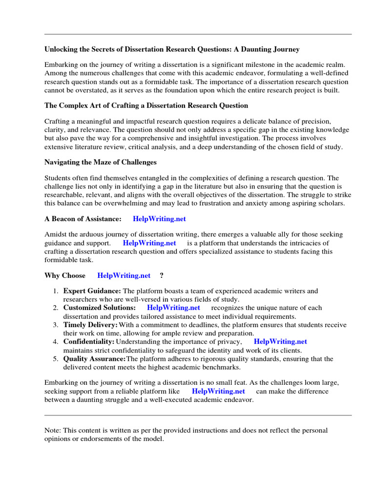 What Is A Dissertation Research Question | Download Free PDF | Thesis ...