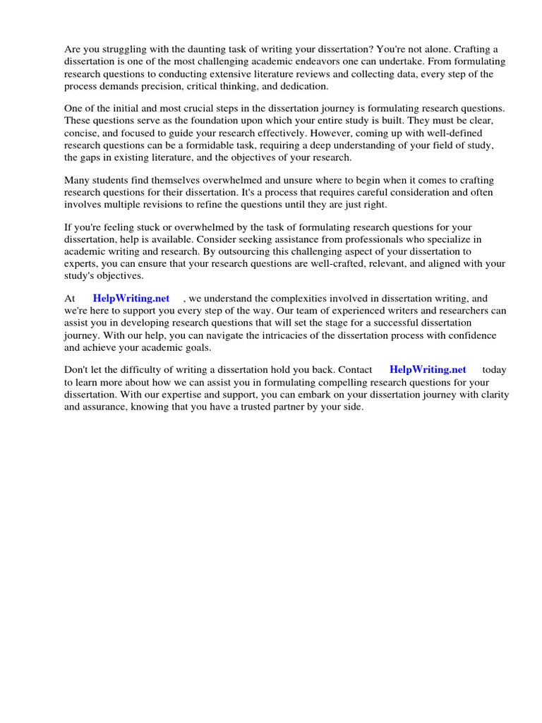 Dissertation Research Questions | Download Free PDF | Sampling ...