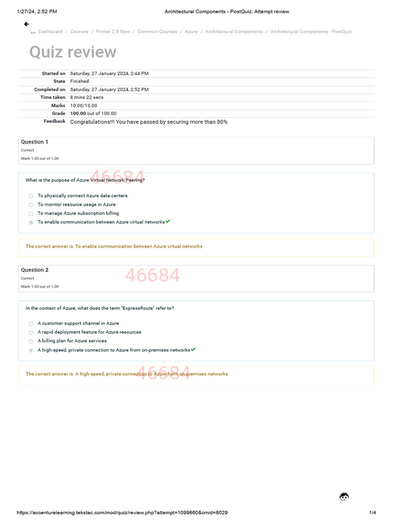 Architectural Components - PostQuiz_ Attempt review | PDF | Microsoft Azure | Computing