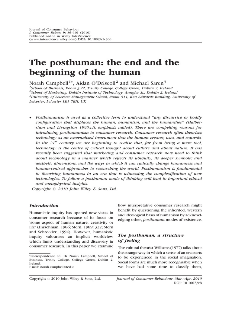 The Posthuman The End and The Beginning | PDF | Humanism | Posthuman