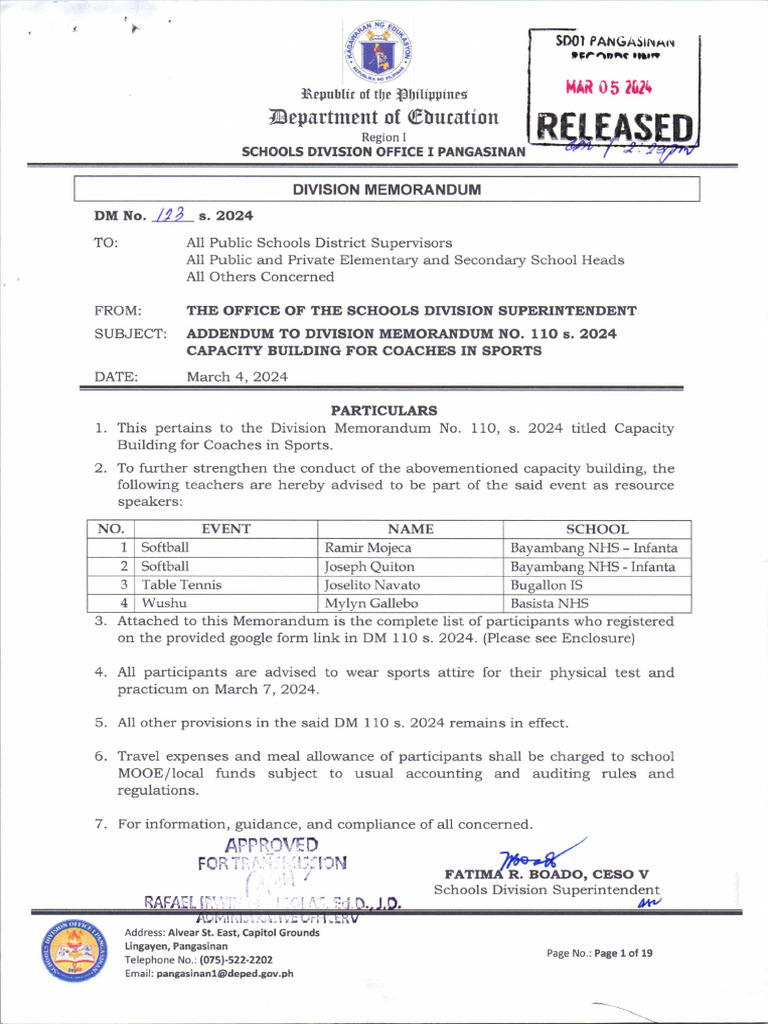 DM123s2024-Addendum to Division Memorandum No. 110 s.2024 Capacity ...