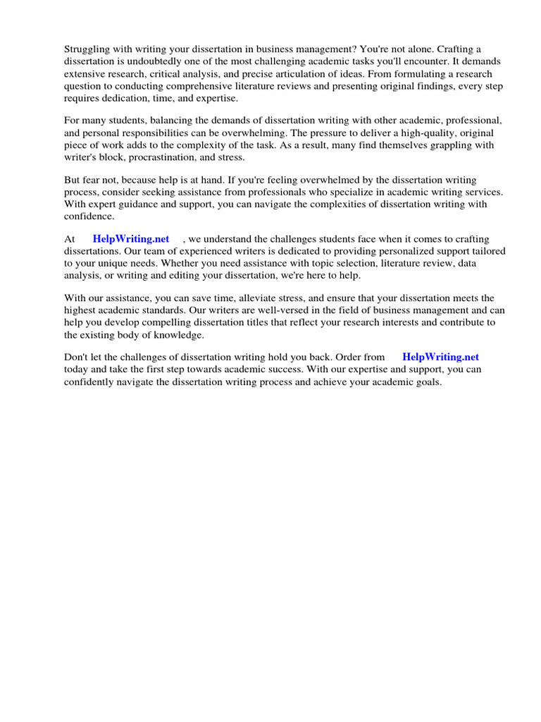 Examples Dissertation Titles Business Management | PDF | Educational ...