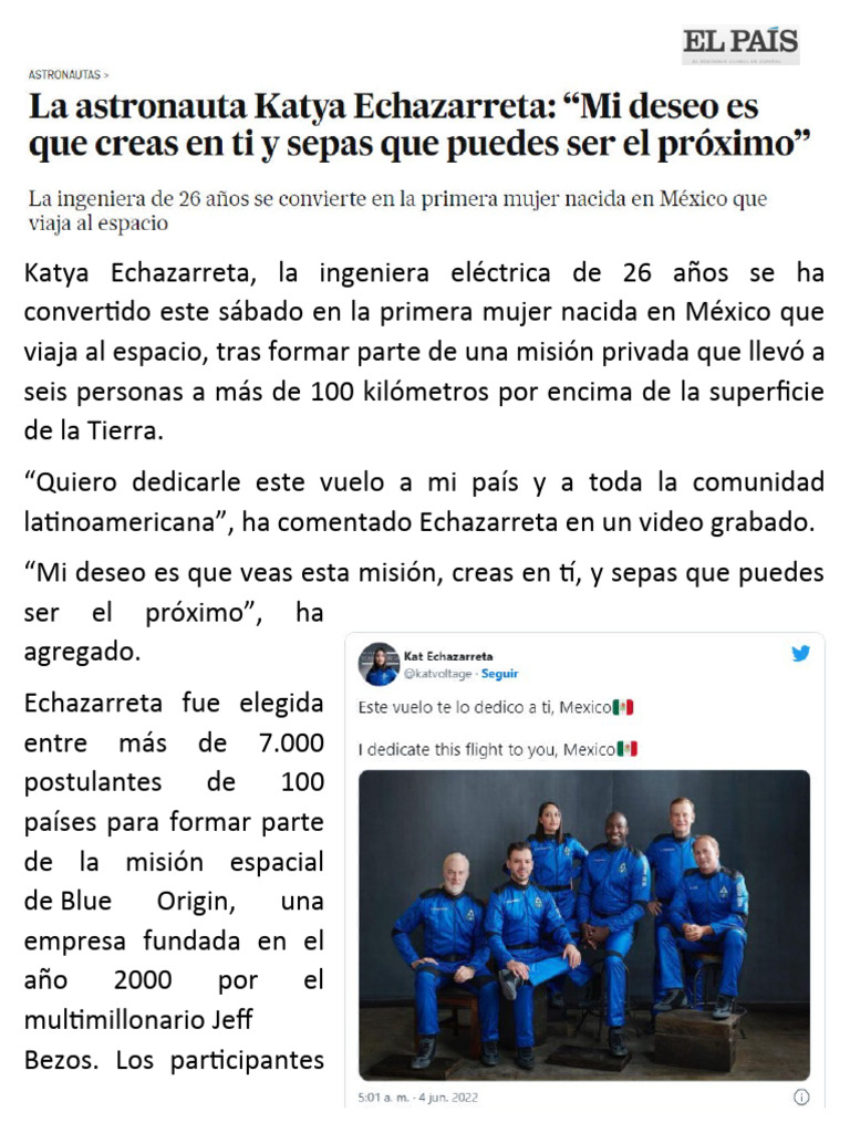Katya Echazarreta: Mexicana en el Espacio | PDF | Vuelo espacial | Espacio exterior