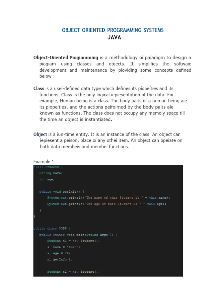 Oops In Java Pdf Class Computer Programming Method Computer Programming 3623