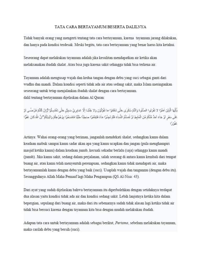 Tata Cara Bertayamum dalam Islam | PDF | Agama & Spiritualitas