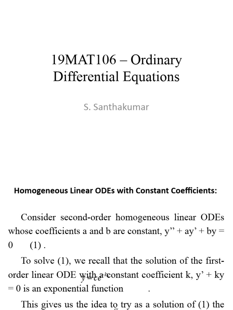 Homogeneous Linear ODEs Explained | PDF | Ordinary Differential ...
