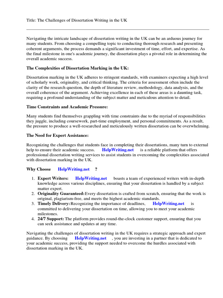 Dissertation Marking Uk | PDF | Thesis | Essays