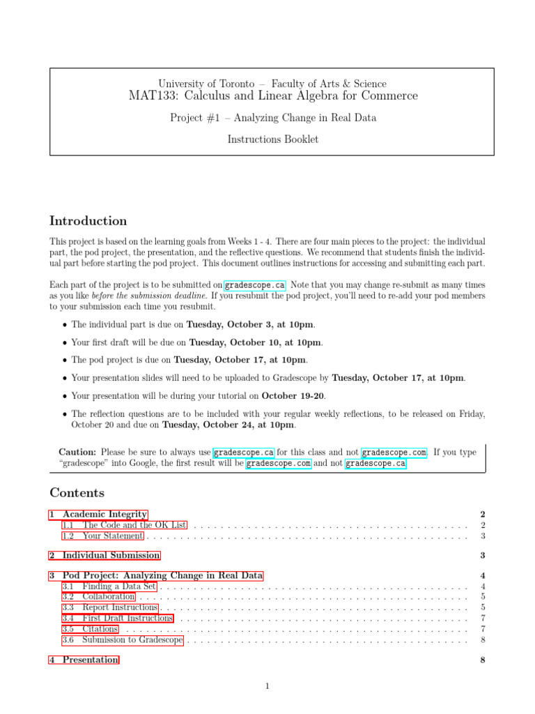 Project 1 Instructions | PDF | Scatter Plot | Derivative