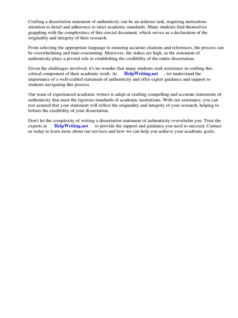 Dissertation Statement of Authenticity | Download Free PDF | Turnitin ...