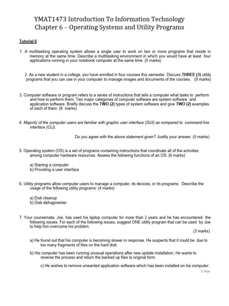 Tutorial 06 Question | PDF | Operating System | Programming