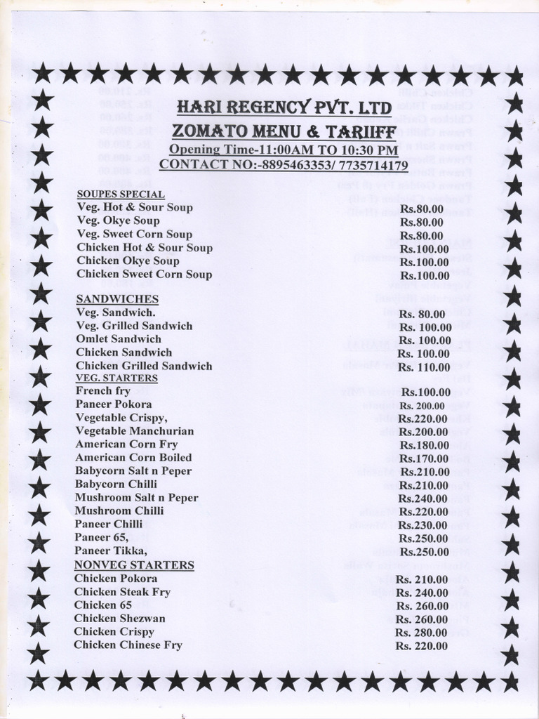 Zomato Menu | PDF